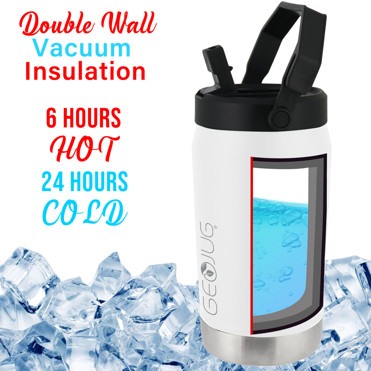 Brentwood GeoJug G-1200CRM 40oz Stainless Steel Vacuum Insulated Sport ...