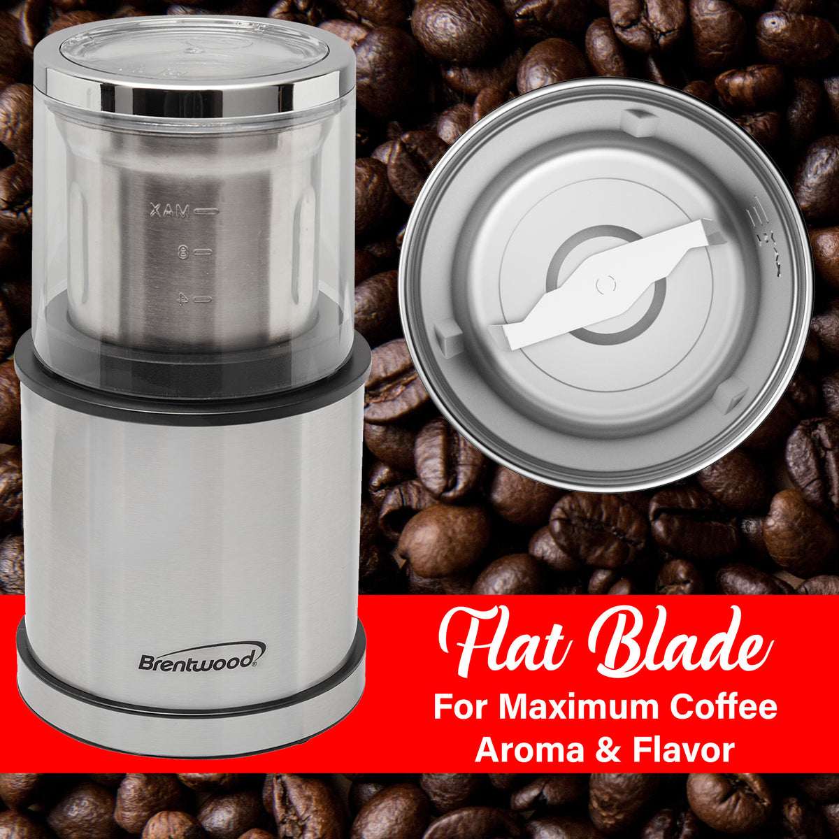 Brentwood CG-162S 75-Gram Electric Wet and Dry Coffee Bean, Herb, and ...