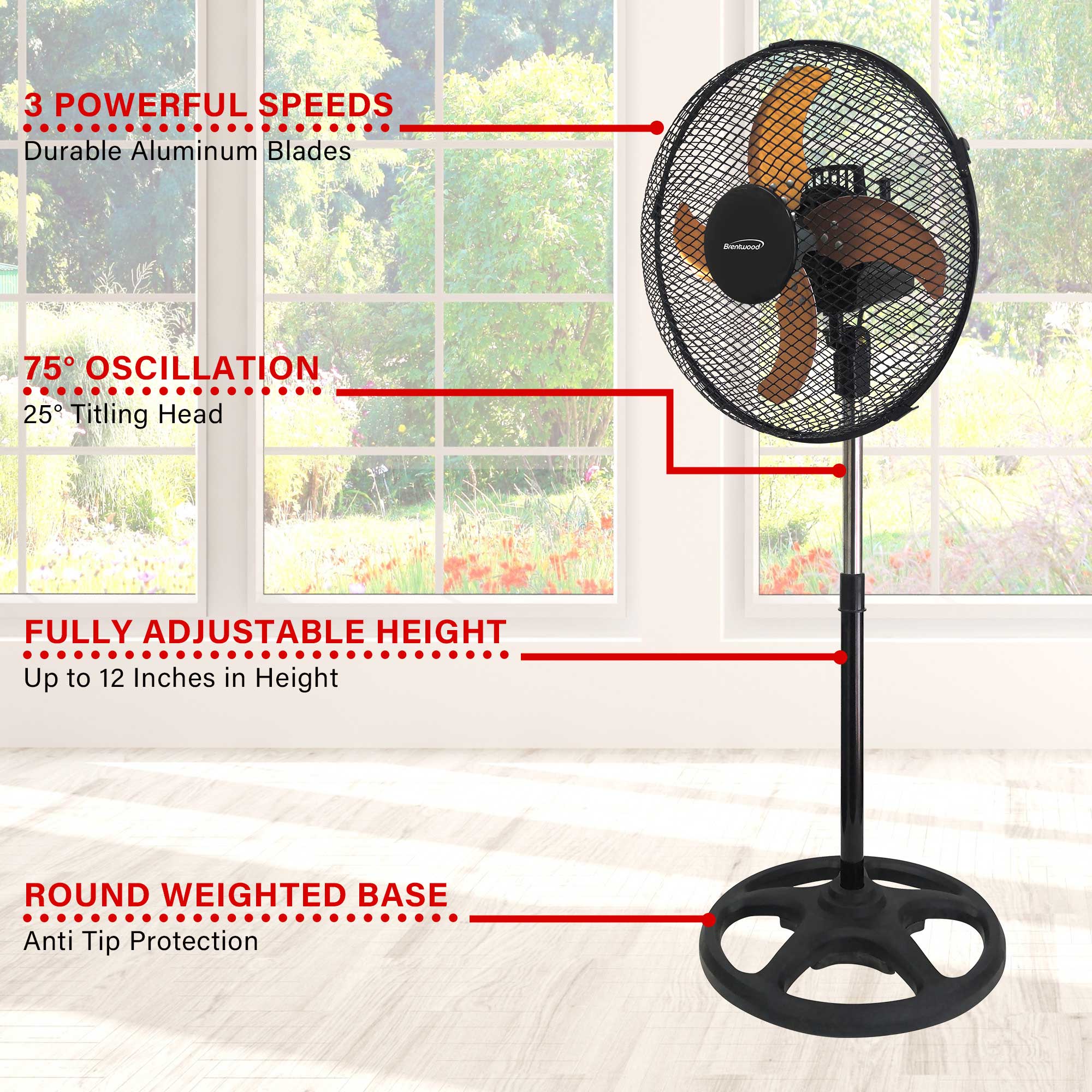 12 Oscillating Fan On Stand: Faraday 12 Foldable Fan – BSBF