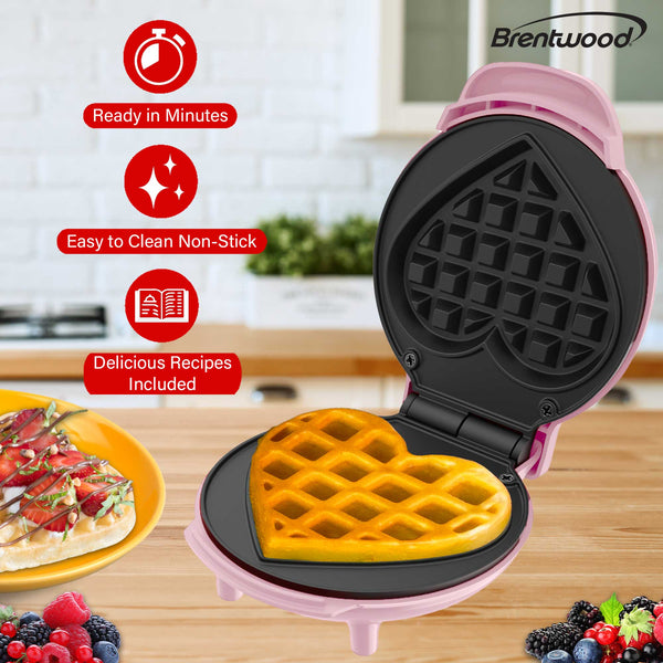 Brentwood TS-2144PK Non-Stick 4” Mini Maker for Waffles, Keto Chaffles ...