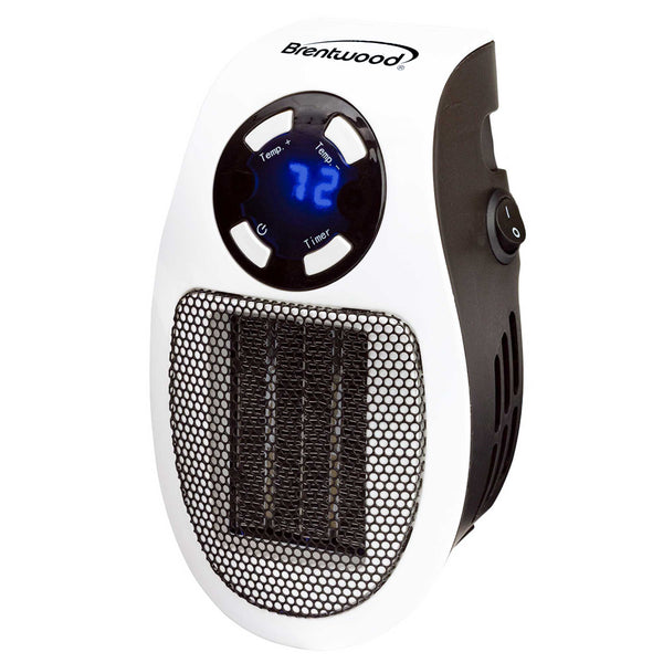Brentwood H-C350W 350-Watt Plug-In Wall Outlet Personal Space Heater ...
