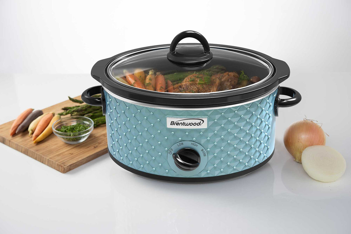 Brentwood SC-136BL 3.5-Quart Diamond Pattern Slow Cooker, Blue ...
