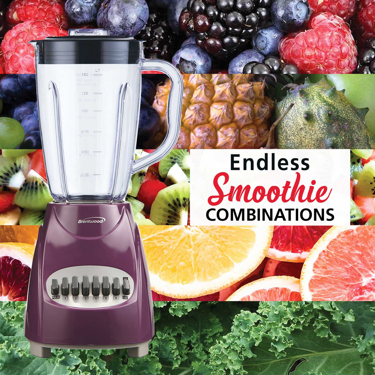 Brentwood JB-220PR 12-Speed + Pulse Blender, Purple - Brentwood Appliances