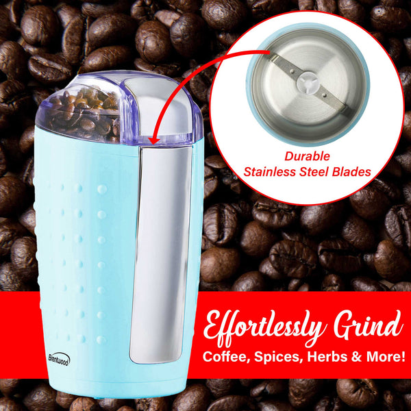 Brentwood CG-158BL 4oz Coffee and Spice Grinder, Blue - Brentwood ...