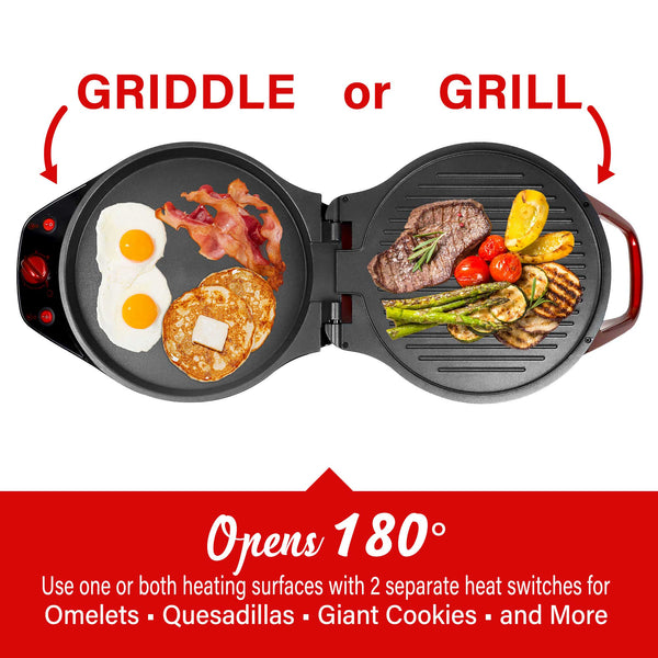 Brentwood TS-124R 12-Inch Non-Stick Pizza Maker and Grill with Timer ...