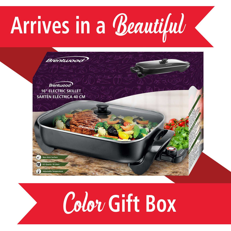Brentwood SK-75 16-Inch Non-Stick Electric Skillet with Glass Lid, Bla ...