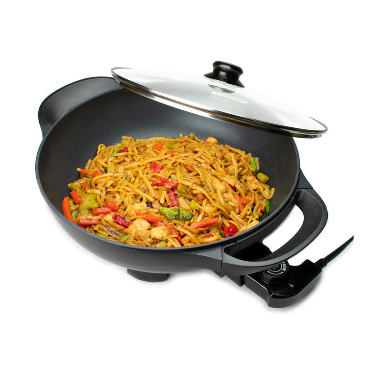 Brentwood SK-69BK 13-Inch Non-Stick Flat Bottom Electric Wok Skillet w ...