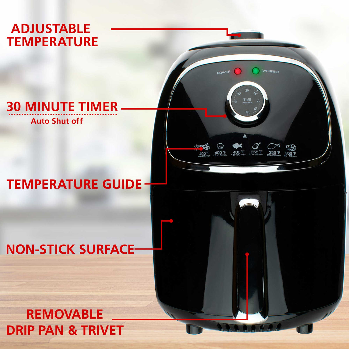 Brentwood AF-202BK 2-Quart Small Electric Air Fryer, Timer & Temp. Con ...